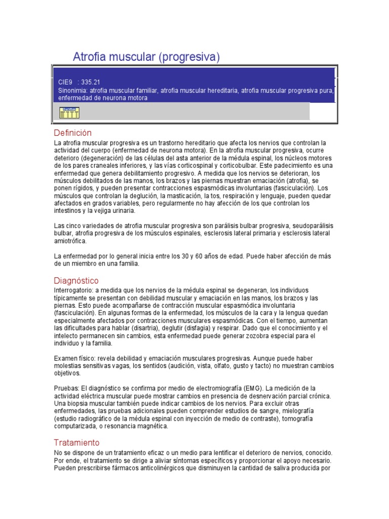 Atrofia Muscular Progresiva | PDF | Nervio | Condicion cronica