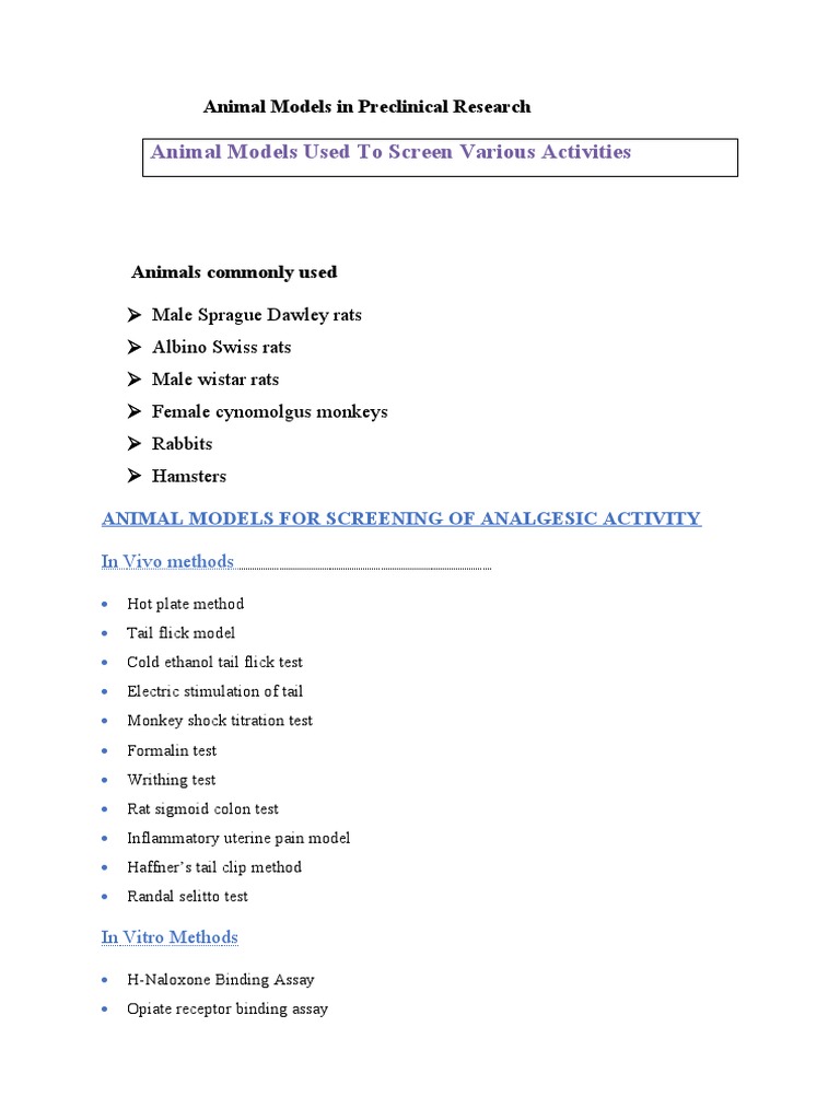 Animal Models in Preclinical Research | PDF | Liver | Cirrhosis