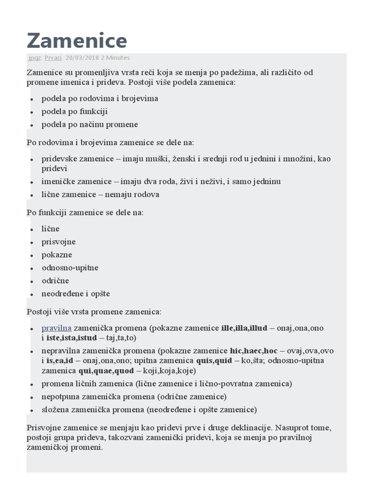 Zamenice | PDF