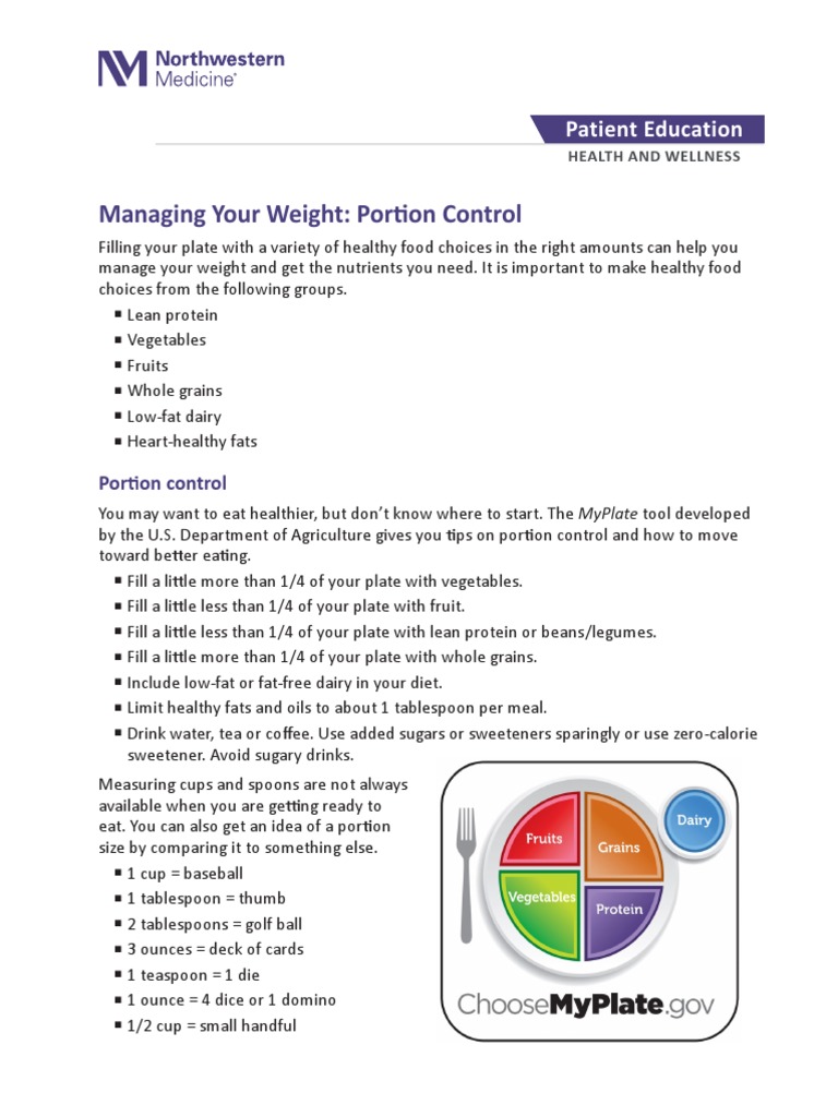 Northwestern Medicine Portion Control | PDF | Healthy Diet | Eating ...
