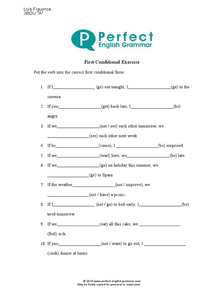 First Conditional Form | PDF