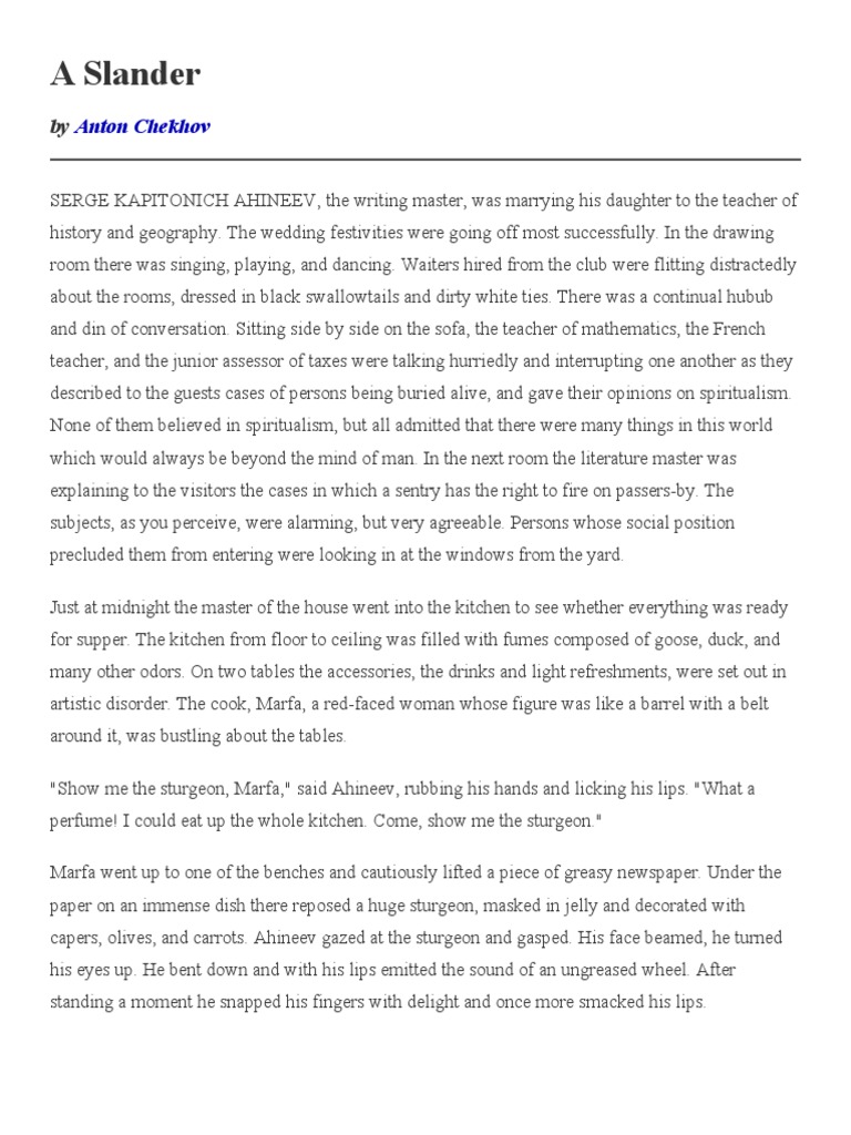 A Slander - Anton Chekov | PDF
