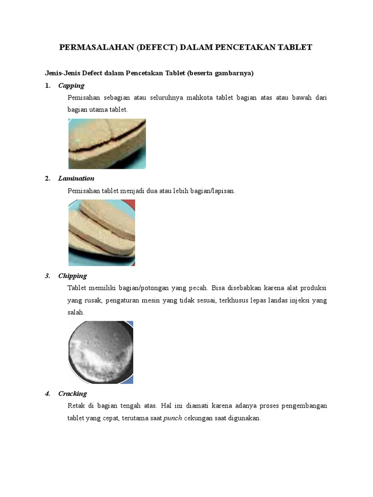 Jenis-Jenis Defect Dalam Pencetakan Tablet (Beserta Gambarnya) 1 ...