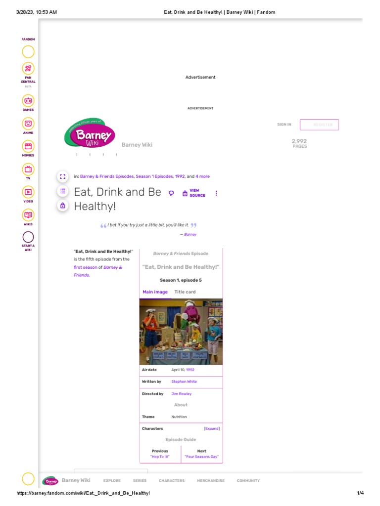 Eat, Drink and Be Healthy! - Barney Wiki - Fandom | PDF