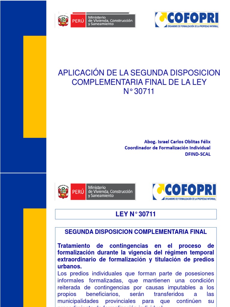 Aplicación de La Segunda Disposicion Complementaria Final de La Ley #30711 - Abog. Carlos ...