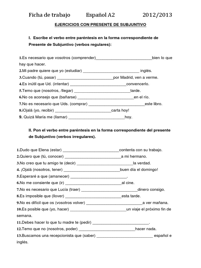 Presente Subjuntivo | PDF