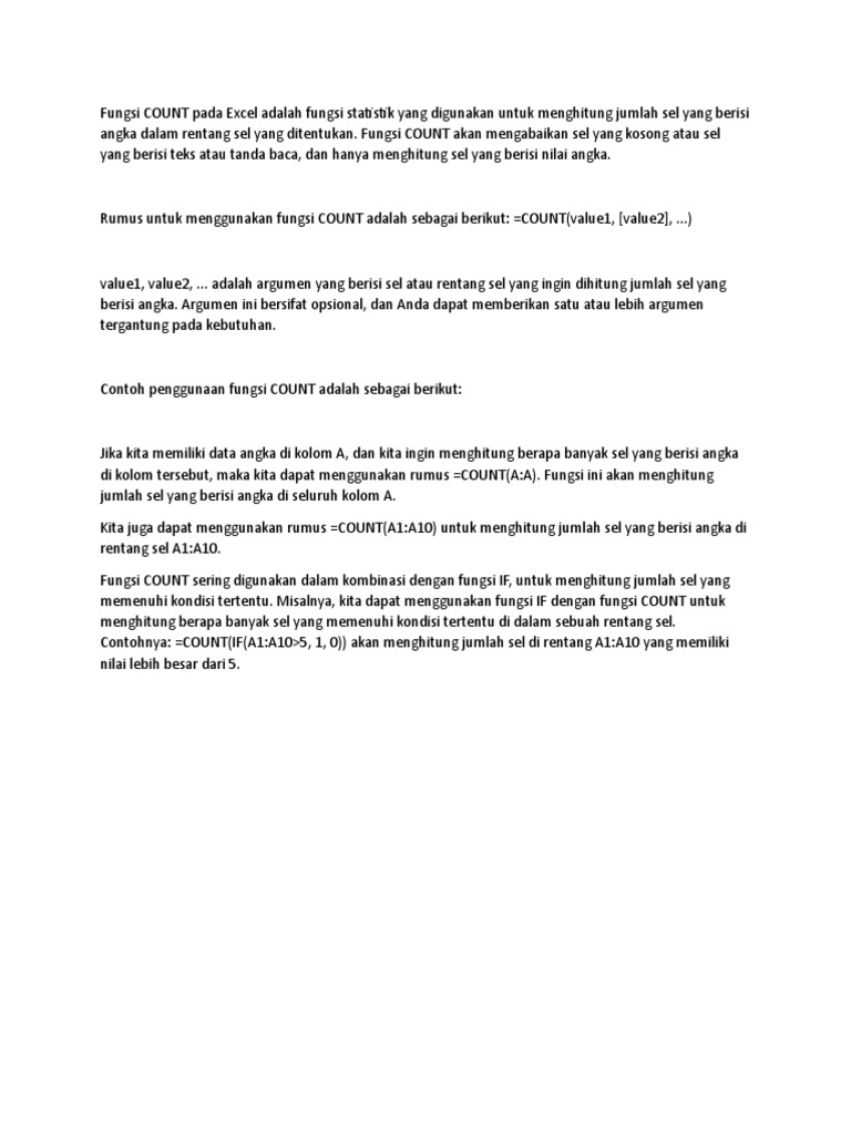 Function Count Excel | PDF