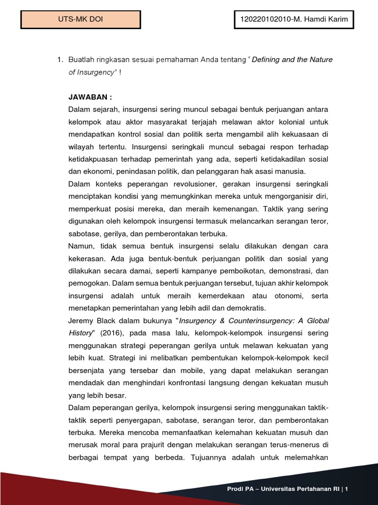 UTS DOI - Muhammad Hamdi Karim - 1 | PDF