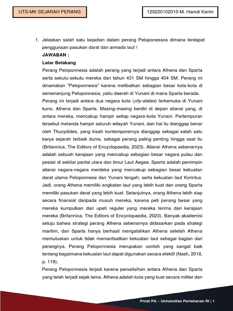 UTS SEJARAHPERANG - Muhammad Hamdi Karim - 1 | PDF