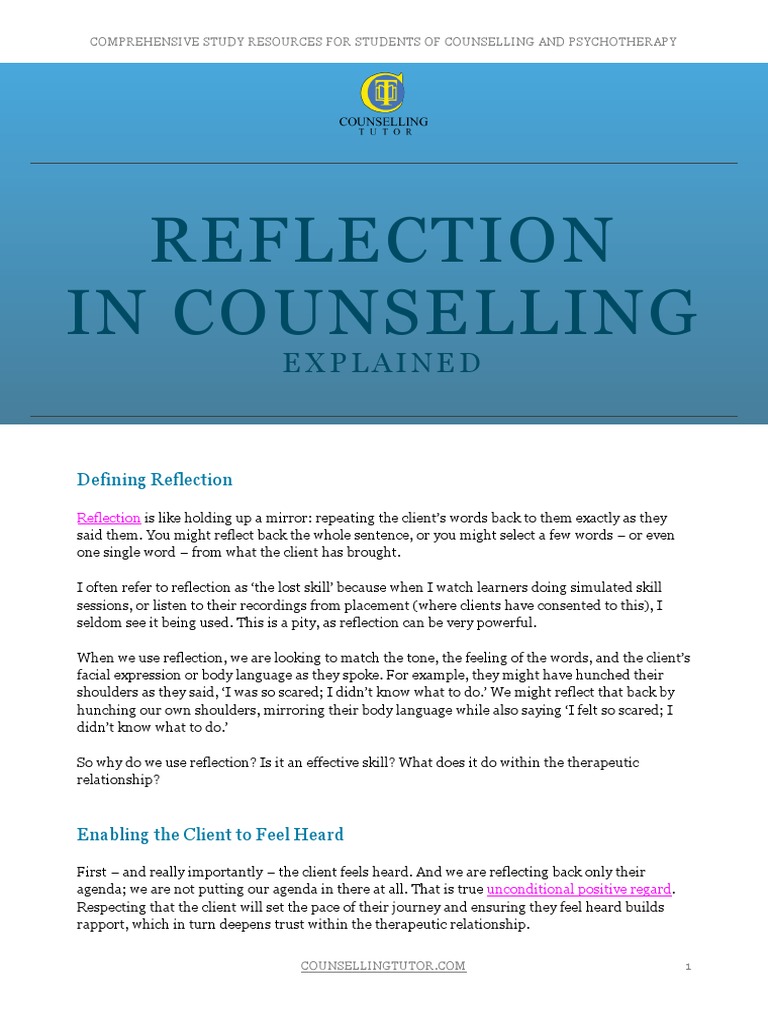 CT Reflection in Counselling Explained | PDF | Empathy | Feeling
