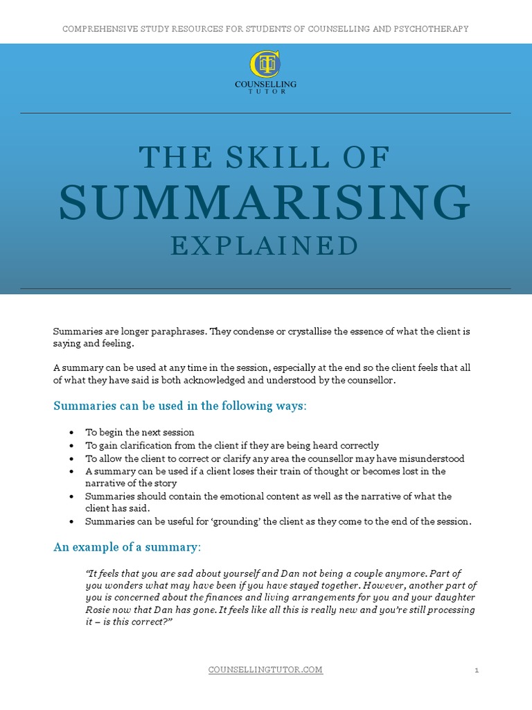 The Art of Summarizing in Counseling | PDF