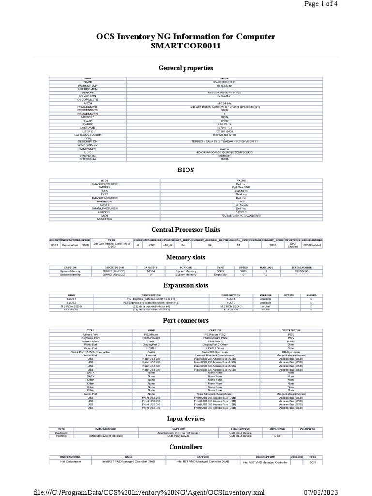 OCS Inventory NG Information For Computer SMARTCOR0011: General ...