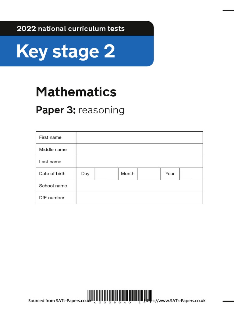 ks2 Mathematics 2022 Paper 3 | PDF | Copyright | License