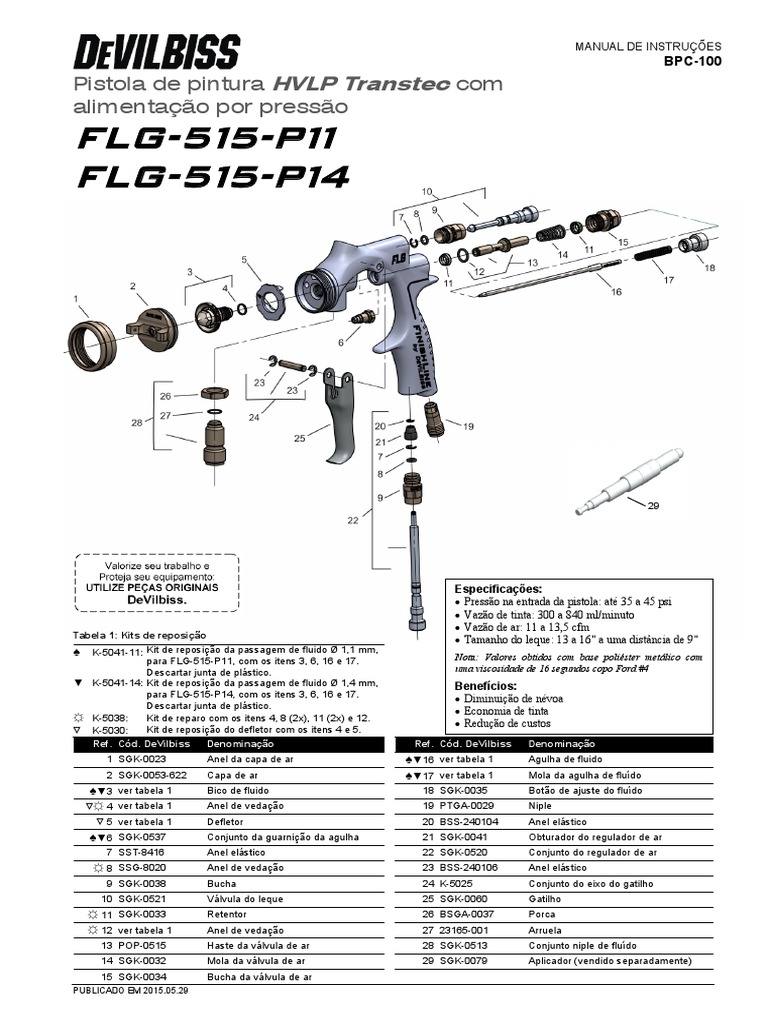 Devilbiss FLG-515 HVLP | PDF | Tinta | Pressão