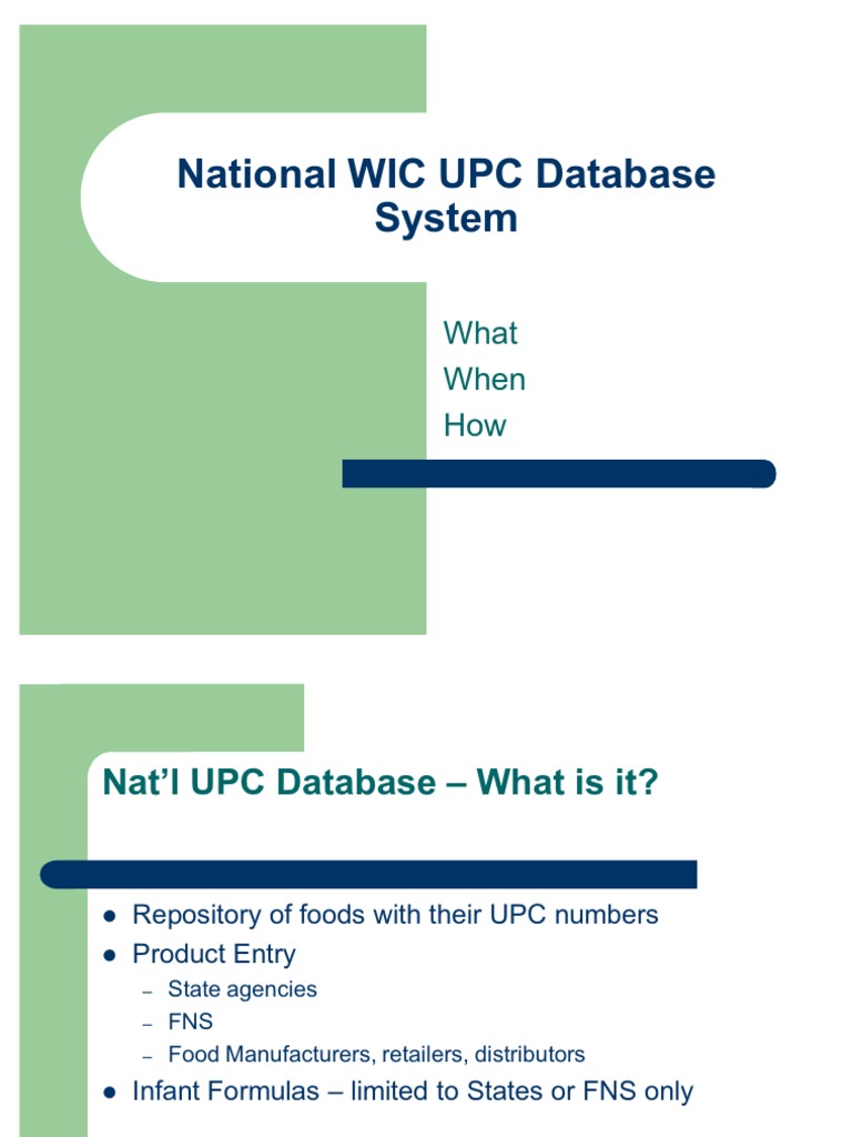 WIC UPC Database | PDF