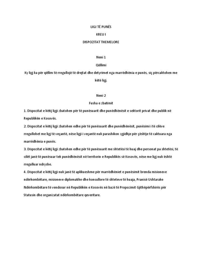 Ligj Të Punës | PDF