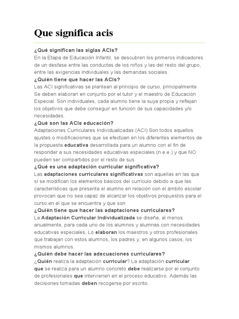 Que Significa Acis | PDF | Plan de estudios