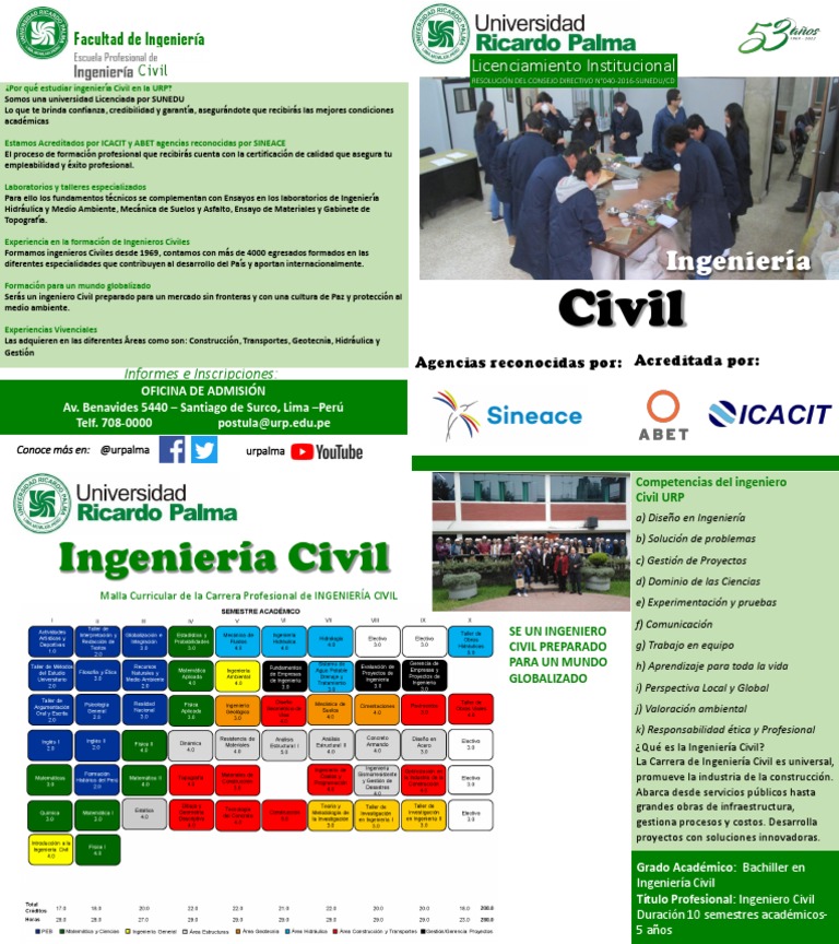 Brochure Ing Civil Urp PDF | PDF | Ingeniería | Ingeniero civil
