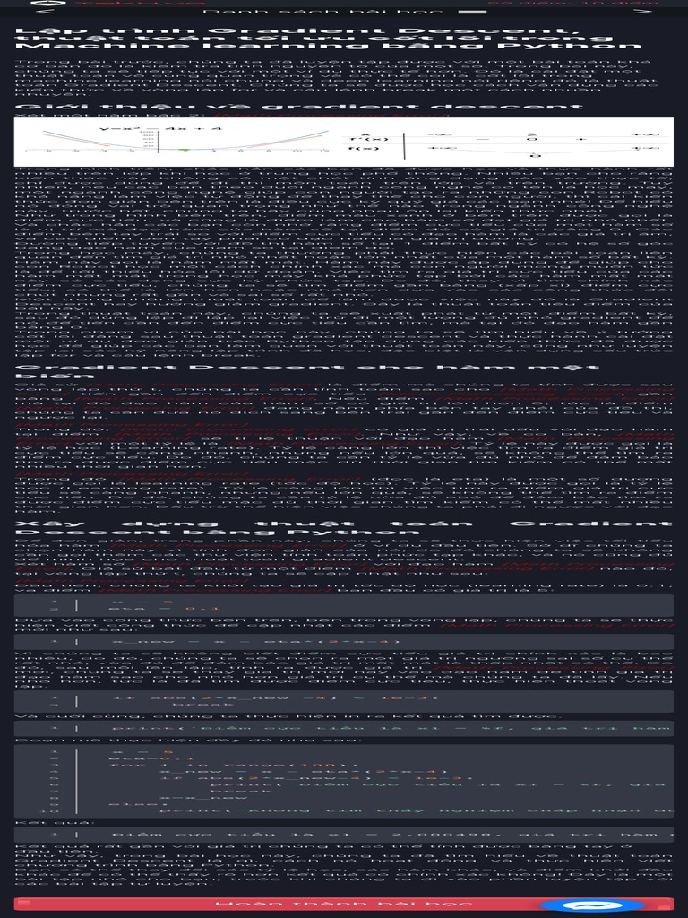 Lập trình Gradient Descent, thuật toán tối ưu cốt lõi trong Machine ...