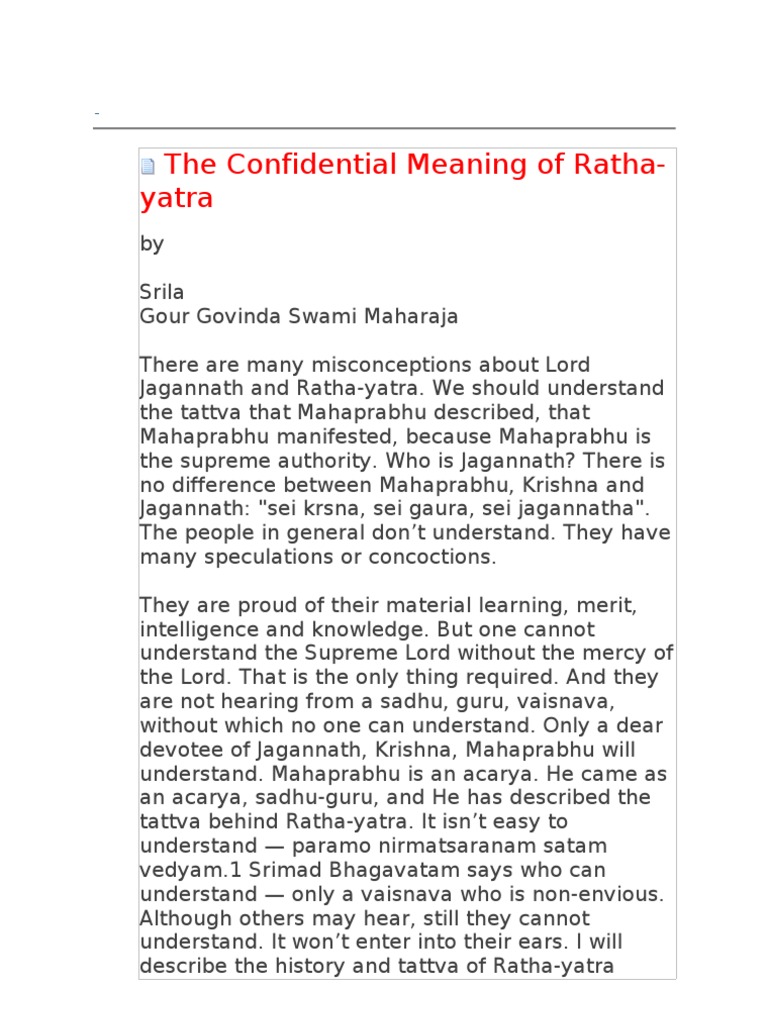 The Meaning of Ratha-Yatra | Download Free PDF | Krishna | Hinduism