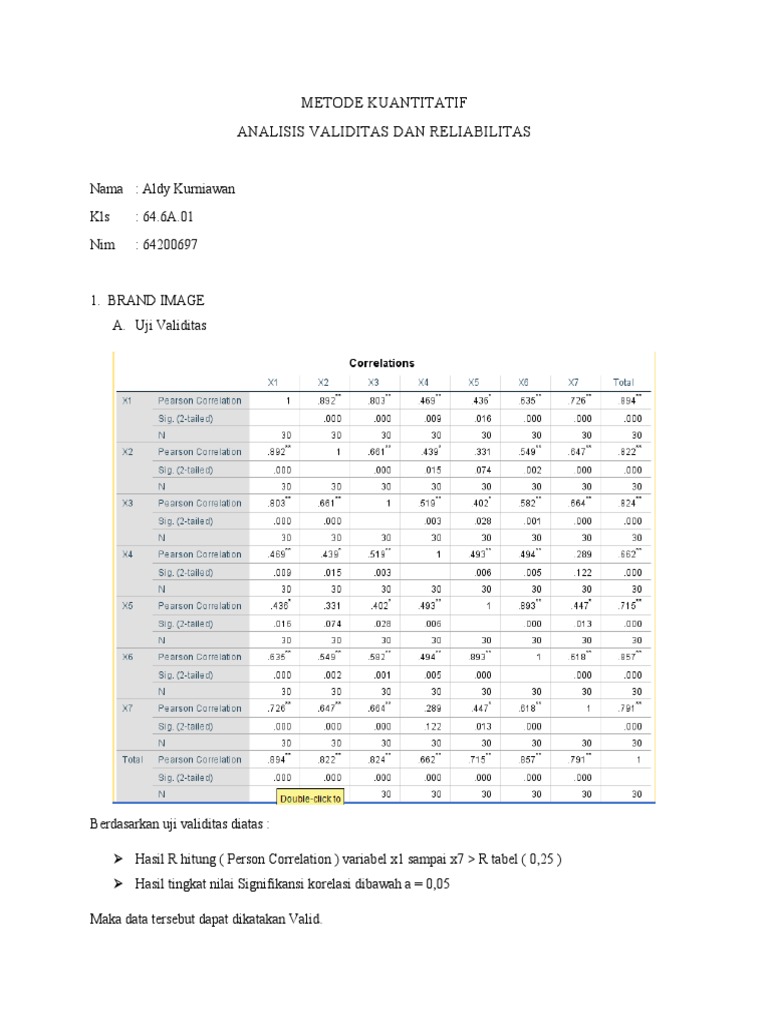 Analisis Validitas dan Reliabilitas Data | PDF