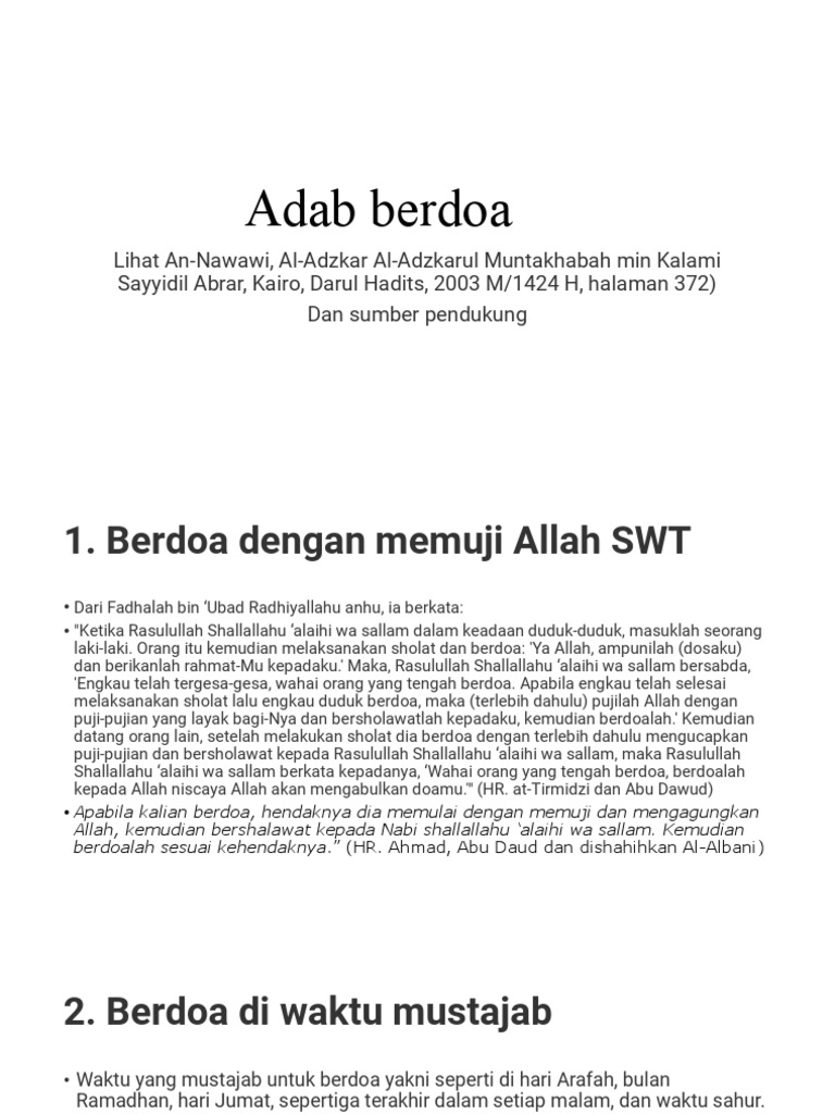 Panduan Adab Berdoa dalam Islam | PDF