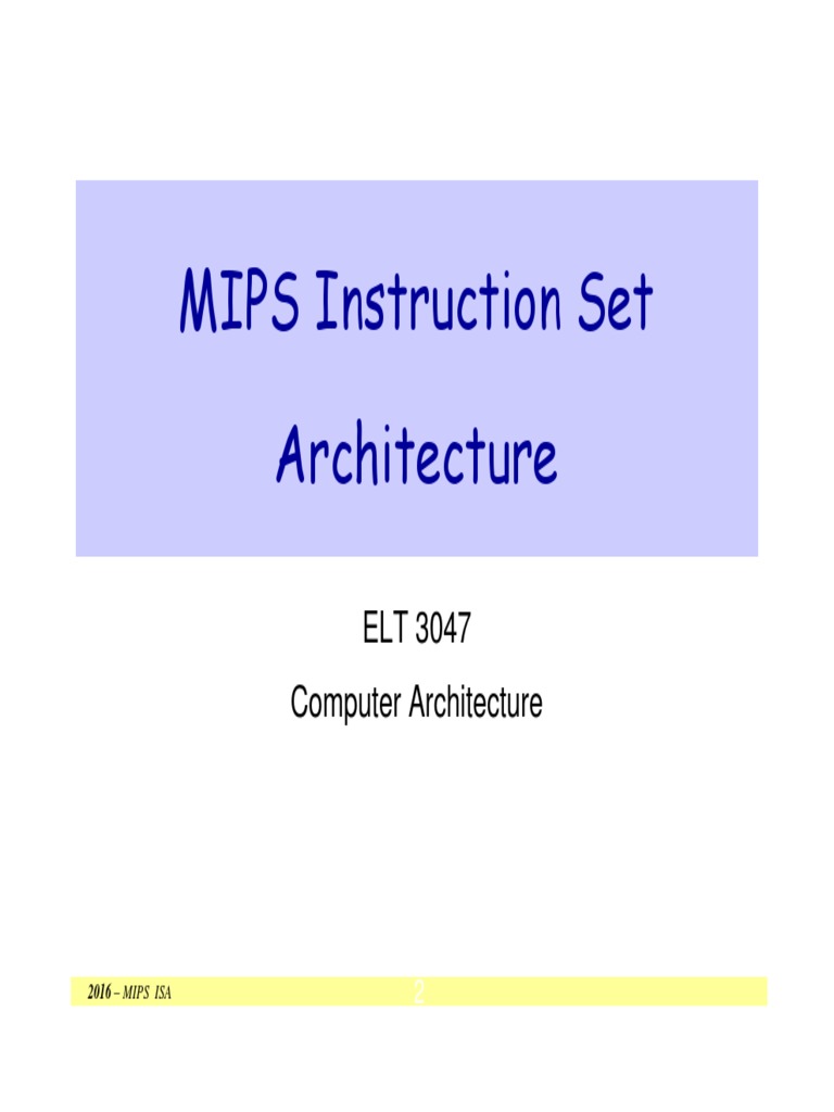 03 - MIPS Intruction Set Architecture | PDF | Assembly Language ... 03 - MIPS Intruction Set Architecture | PDF | Assembly Language ...