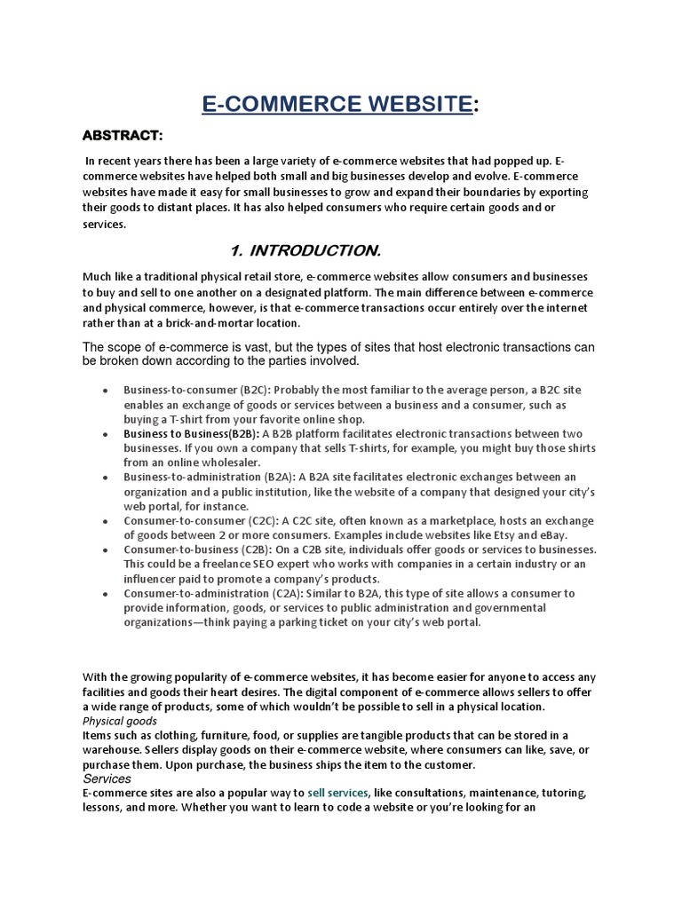 Ecommerce Website Project Report | PDF | E Commerce | Product (Business)