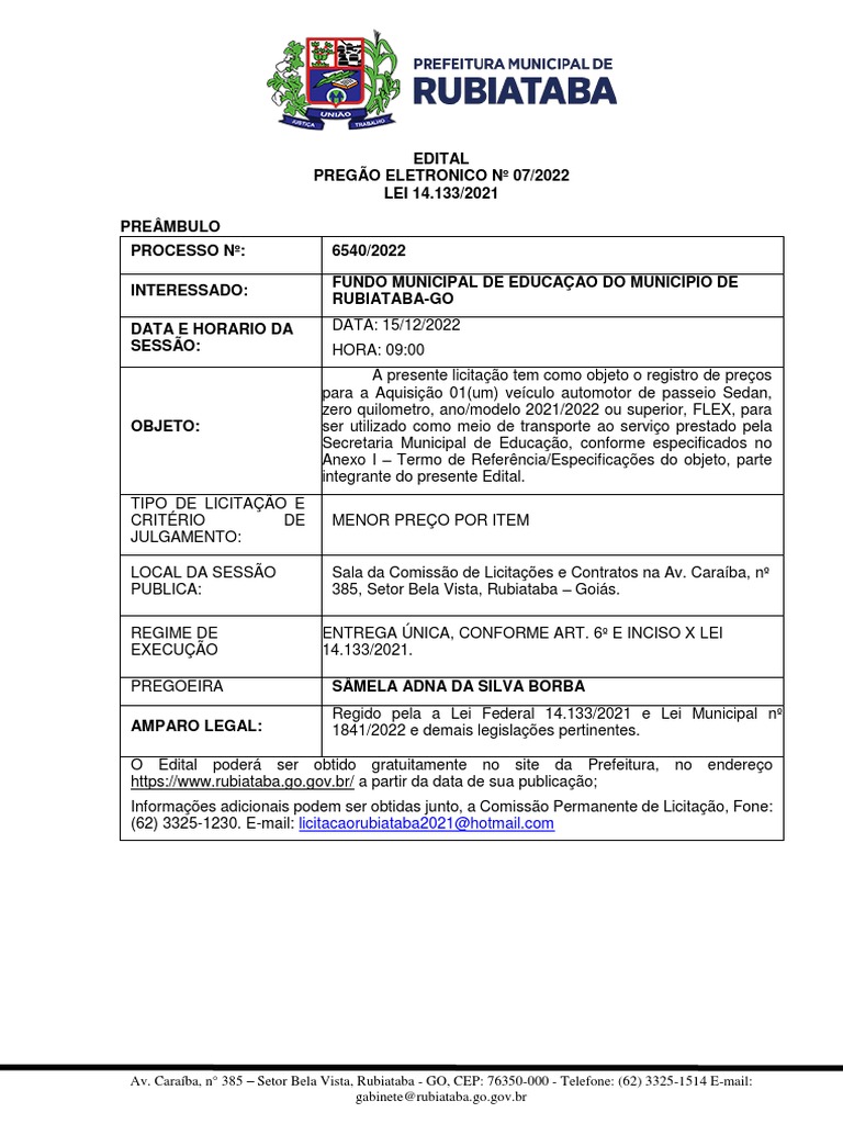 MODELO - Edital PREGÃO ELETRONICO Lei 14133-2021 | PDF | Falência ...