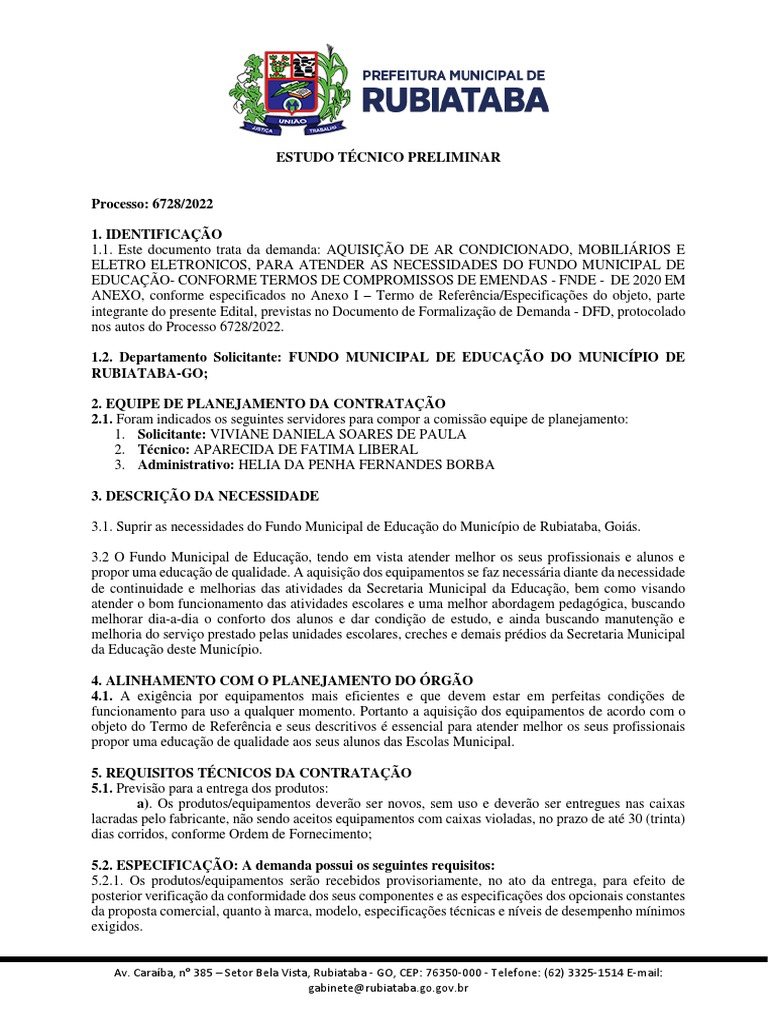 MODELO - ETP - Equipamentos Eletricos Pe 05-2022 | PDF | Qualidade ...