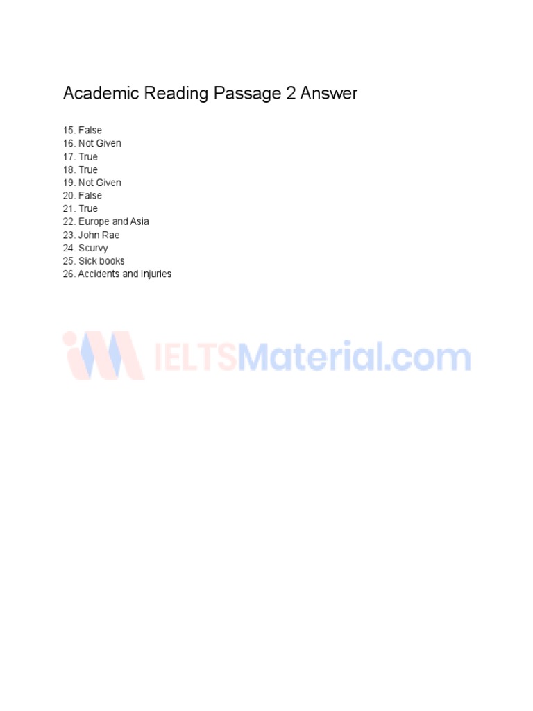 Academic Reading Passage 2 Answer | PDF