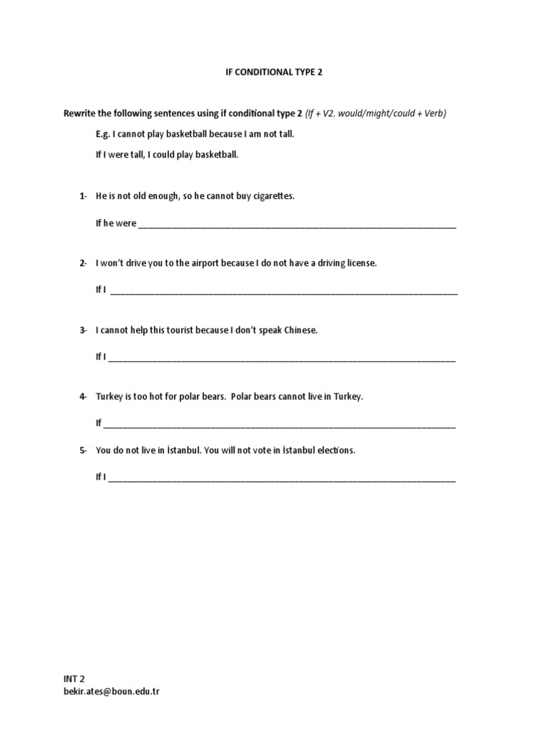 Second Conditional Exercises Worksheet | PDF