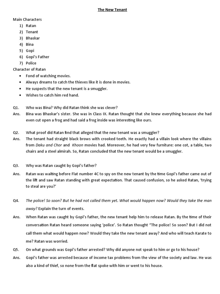 The New Tenant | PDF