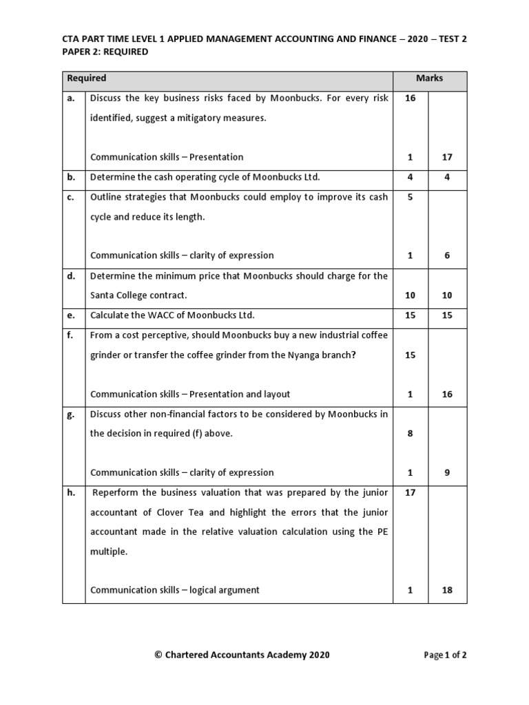Cta Level 1 Maf Test 2 - Paper 2 Required | PDF