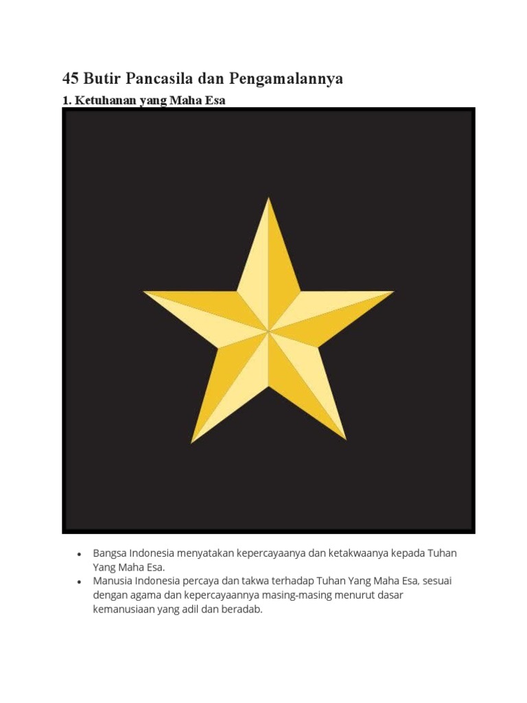 45 Butir Butir Pancasila Dan Pengalamannya | PDF
