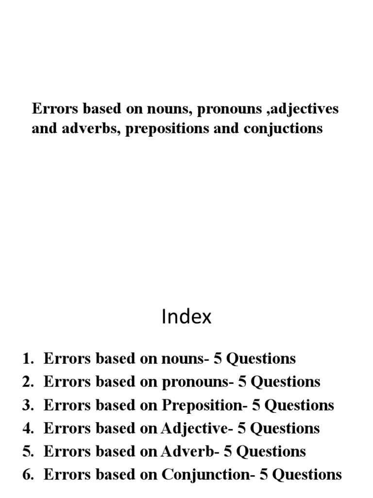 Errors Based On Nouns - Pronouns - Adjectives 1 | Download Free PDF | Plural | Grammatical Number