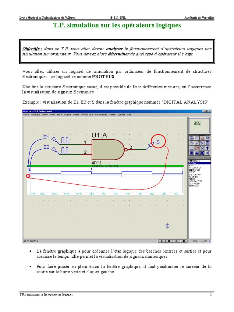 Simulation d'opérateurs logiques avec PROTEUS | PDF | Curseur ...