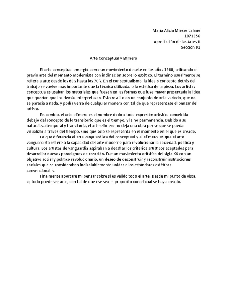 Arte Conceptual y Efímero | PDF