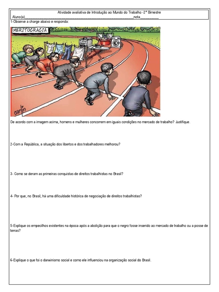 Atividade avaliativa de Introdução ao Mundo do Trabalho | PDF Atividade avaliativa de Introdução ao Mundo do Trabalho | PDF