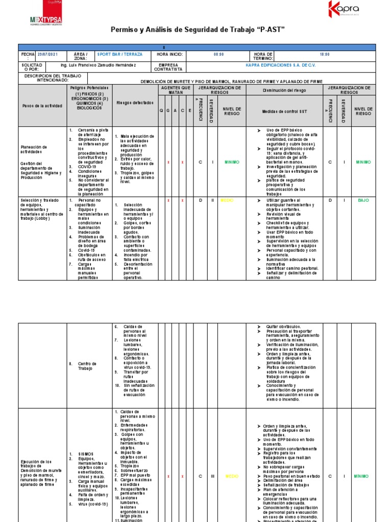 PT-AST DEMOLICIÓN DE MURETE | PDF | Materiales