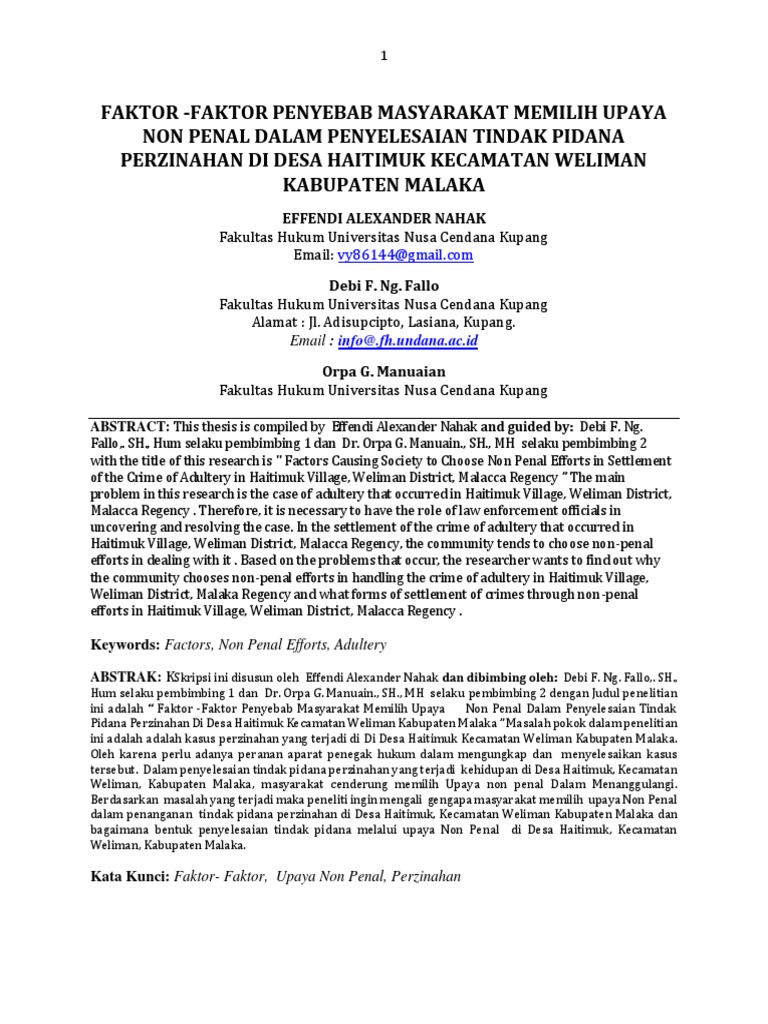 Penyelesaian Non Penal Perzinahan | PDF
