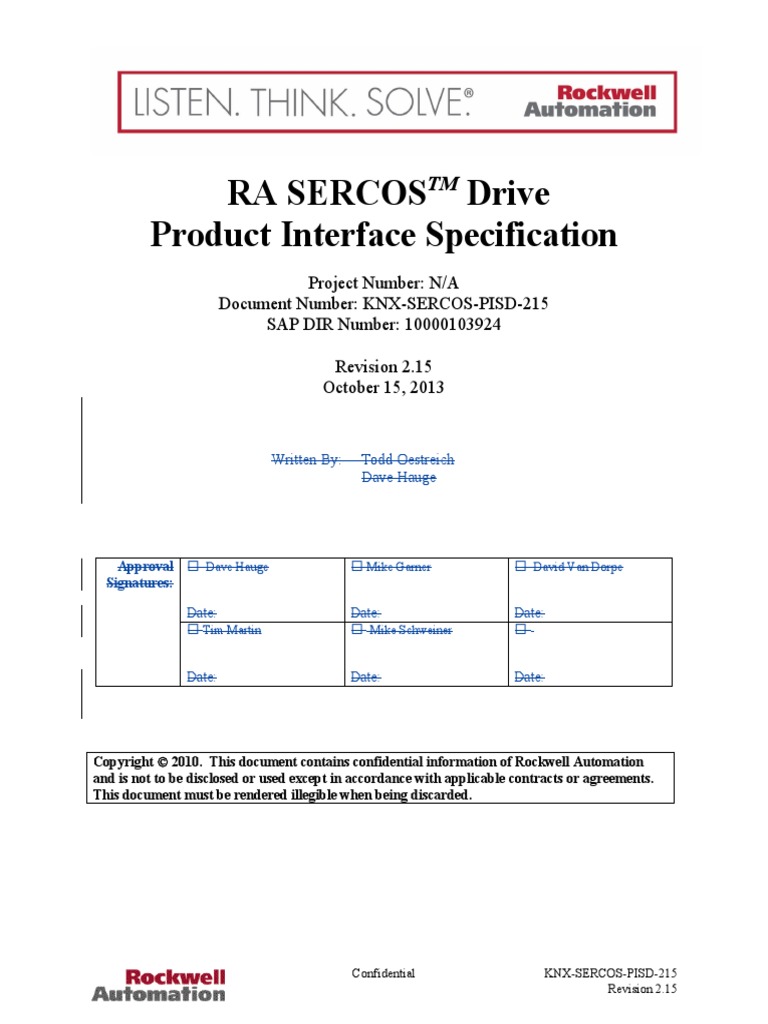 Ra Sercos Drive Product Interface Specification | PDF | Technology ...