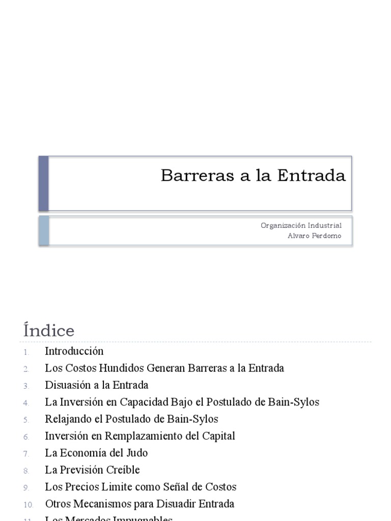 Barreras A La Entrada: Organización Industrial Alvaro Perdomo | PDF ...