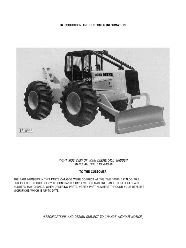 John Deere 640D/648D Skidder Specs | PDF | Screw | Axle
