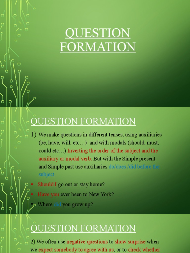 Question Formation Upper-Inter 1A | PDF | Question | Verb