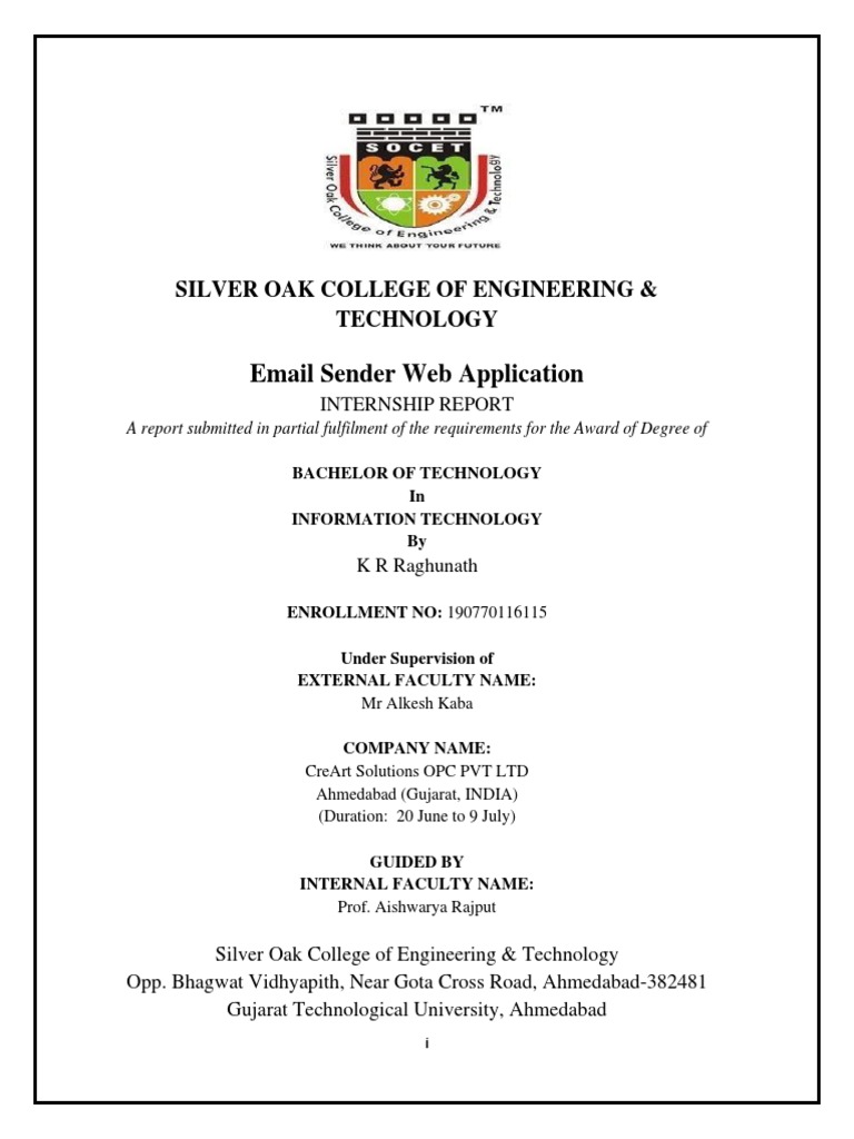 Email Sender Web Application: Silver Oak College of Engineering ...