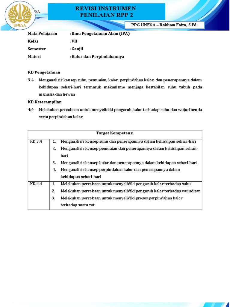 EVALUASI-RPP 2-PPG-IPA-RAKHMA FAIZA | PDF