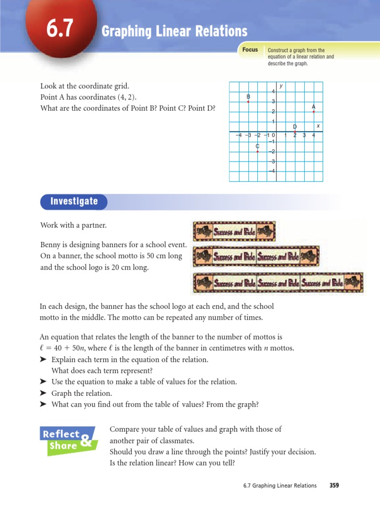 Parshva Mehta - 6.7 Graphing Linear Relations | PDF | Mathematical Concepts | Mathematics