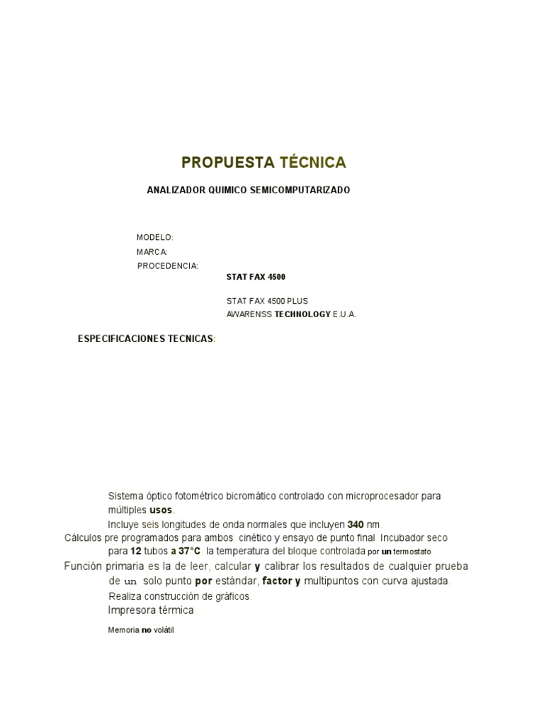 Especificaciones del Stat Fax 4500 | PDF