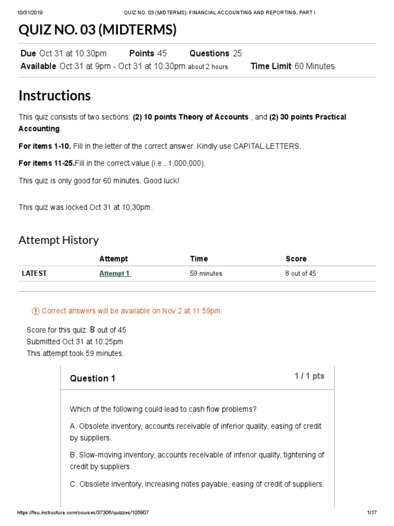 Quiz No. 03 Midterms Financial Accounting and Reporting Part I PDF | PDF | Inventory | Cost Of ...